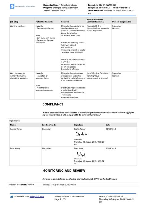 Solar Installation Safe Work Method Statement Free Editable Swms