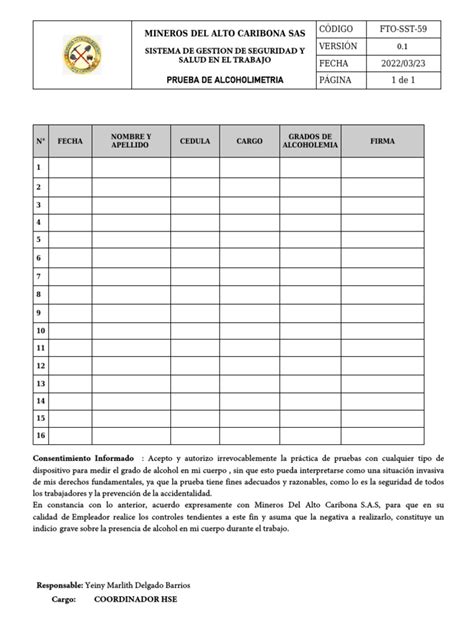 Prueba De Alcoholemia Pdf