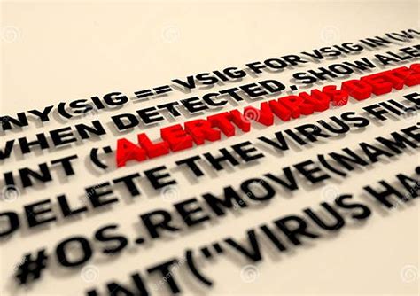Alert Virus Detection Text In Computer Abstract Script Code Stock