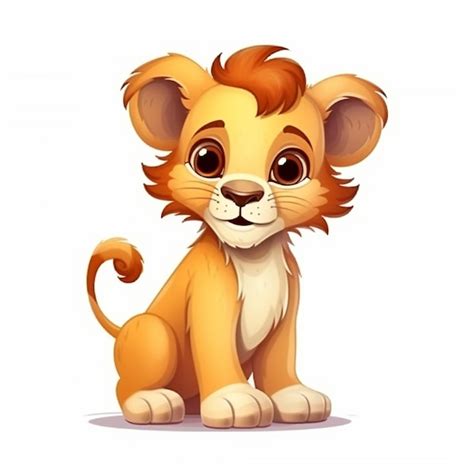 Premium Photo Cartoon Lion Sitting On The Ground With A White