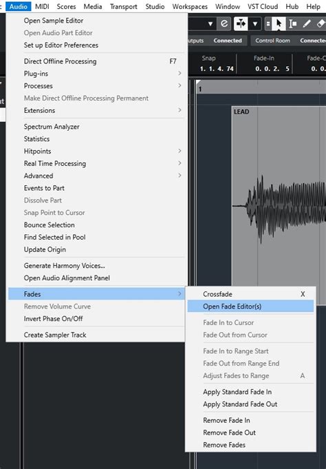 Fade Editor In Cubase Steinberg Cubase Help