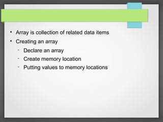 ARRAYSinJavaProgramming Introduction Ppt