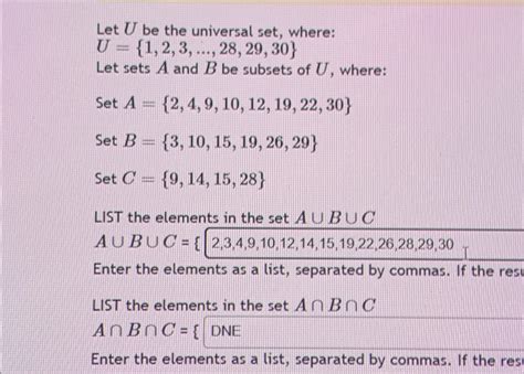 Solved Let U Be The Universal Set Chegg