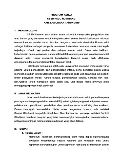 Program Kerja Cssd Pdf