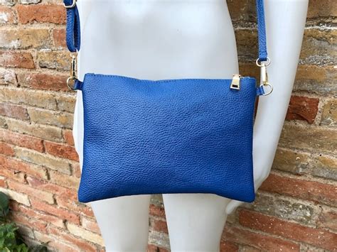 Small Leather Bag In Dark Cobalt Blue Cross Body Shoulder Etsy