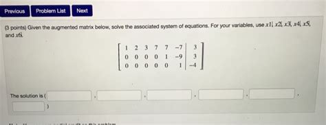 solved given the augmented matrix below solve the