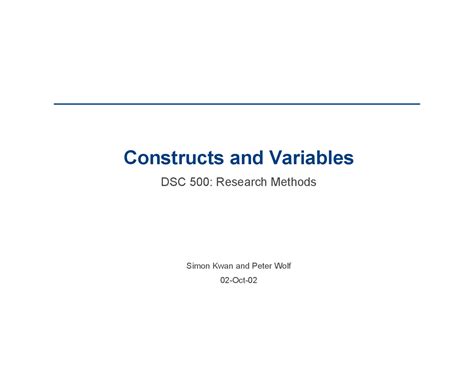 Variables And Operational Definitions Introduction Lecture Notes