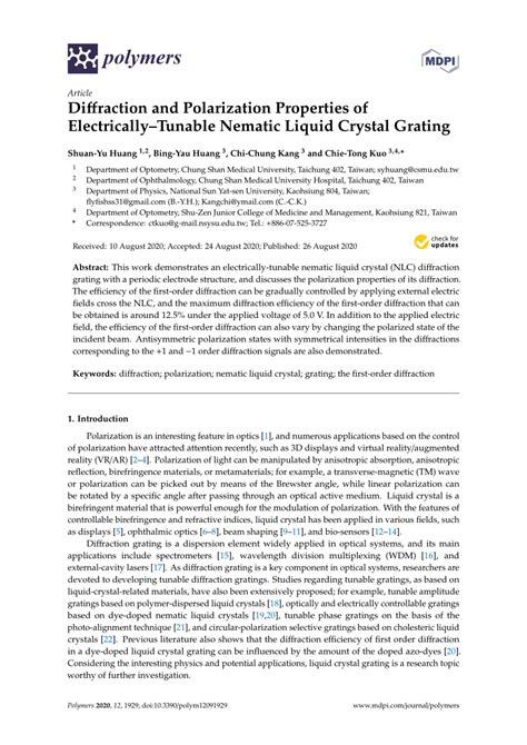 Pdf Diffraction And Polarization Properties Of Electricallytunable Nematic Liquid Crystal Grating