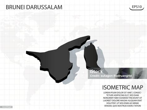 세계 지도 배경에 브루나이 다루살람의 3d 지도 검정 벡터 현대 아이소메트릭 개념 인사말 카드 그림 Eps 10 0명에 대한 스톡 벡터 아트 및 기타 이미지 Istock