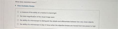 Solved What Does Resolution Meanview Available Hintsa