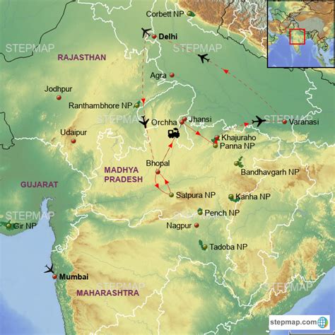 Stepmap Heart Of India Landkarte Für India
