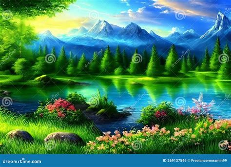 Beautiful 3D Nature And Landscape Wallpaper Of A Waterfall In A Forest