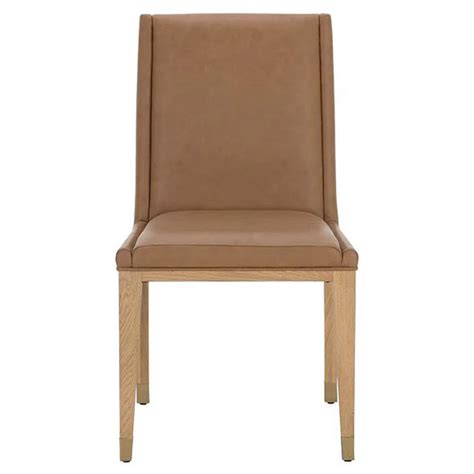 Palmerston Modern Classic Brown Faux Leather Oak Wood Dining Chair