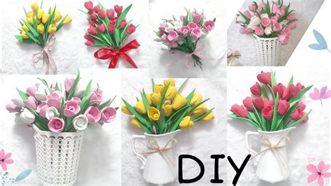 أسهل طريقة لصنع بوكيه من زهور التيوليب من الفوم⚘foam Tulips🌷फोम ट्यूलिप