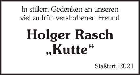 Traueranzeigen Von Holger Rasch Kutte Abschied Nehmen De