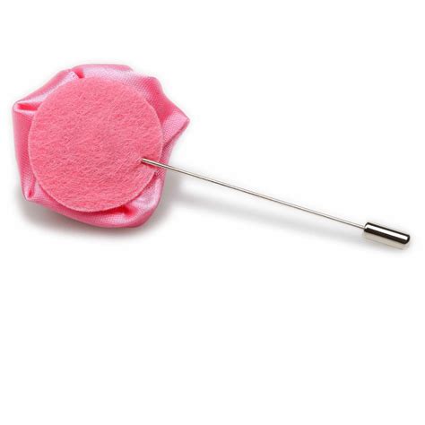 Pink Satin Rose Lapel Pin Mens Rosebud Flower Boutonniere Suit Pins