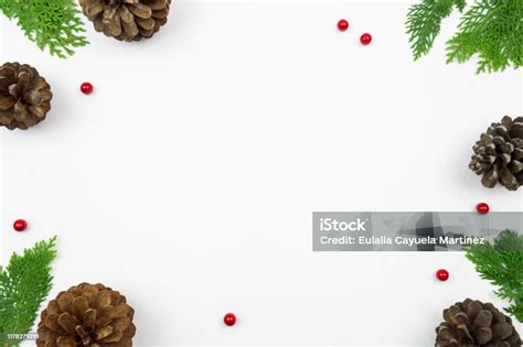 창조적 인 크리스마스 레이아웃 복사 공간이있는 흰색 배경의 나뭇 가지와 파인콘 12월에 대한 스톡 사진 및 기타 이미지 12