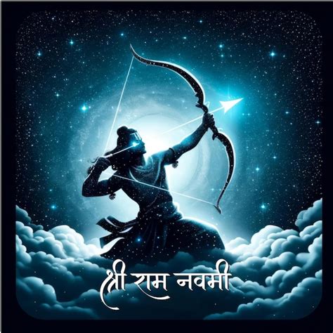 Lord Rama With Bow And Arrow Ram Navami Hindi Wishes Premium Ai