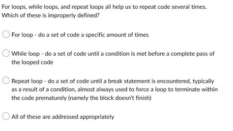 Solved For Loops While Loops And Repeat Loops All Help Us Chegg Com