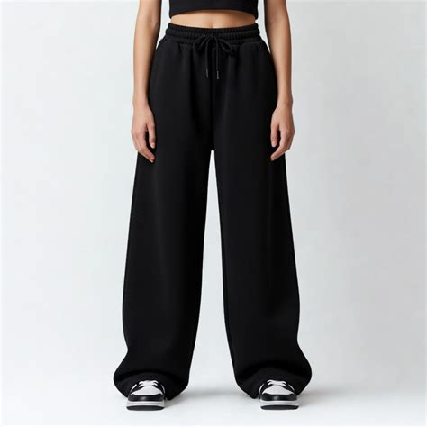 Baggy Unisex Wide Leg Sweatpants Black Leveld