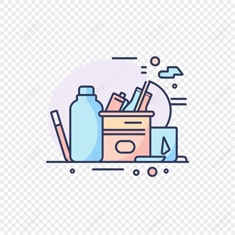 學校用品圖標 帶鉛筆和畫筆線性插圖 向量用戶體驗eps圖案素材免費下載，可愛卡通圖片，尺寸4267 × 4267px Lovepik