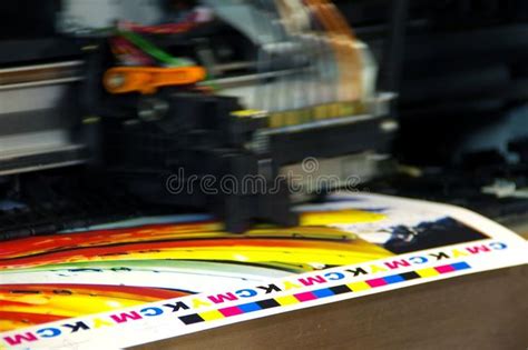 Cmyk Inkjet Printer Plotter Head On White Paper