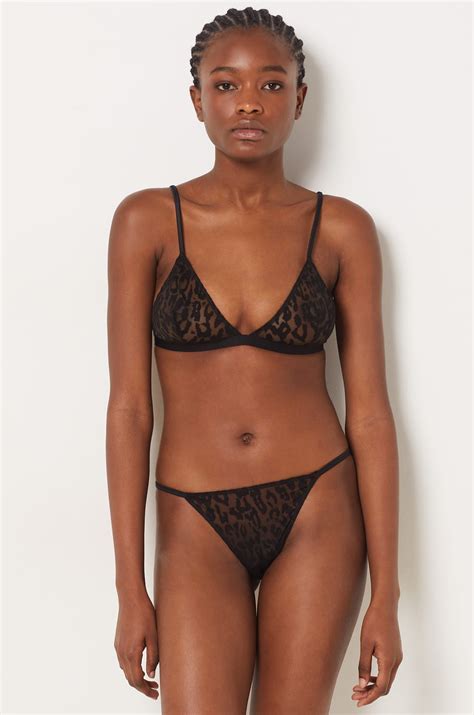 Triangle Bralette Leop Slub Noir Etam