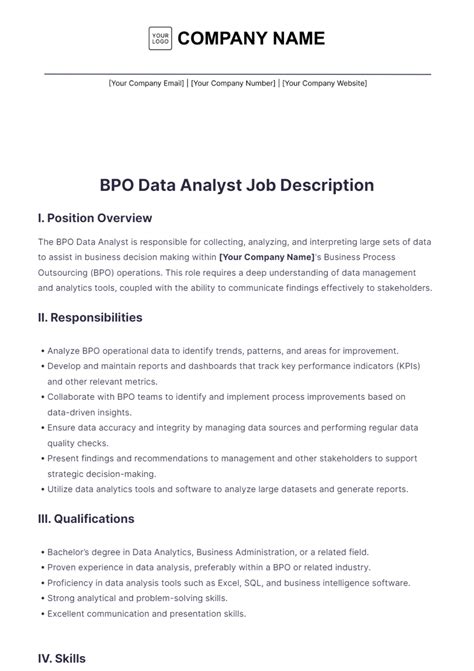 Page 4 Free Job Description Templates And Examples Edit Online