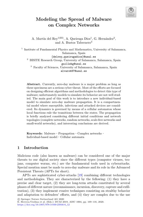 Pdf Modeling The Spread Of Malware On Complex Networks