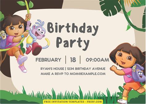 Free Editable Pdf Dora The Explorer Birthday Invitation Templates
