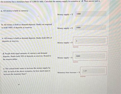 Solved An Economy Has A Monetary Base Of 1 000 1 Bills Calculate The 1 Answer