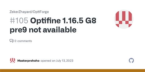 Optifine 1165 G8 Pre9 Not Available · Issue 105 · Zekerzhayard