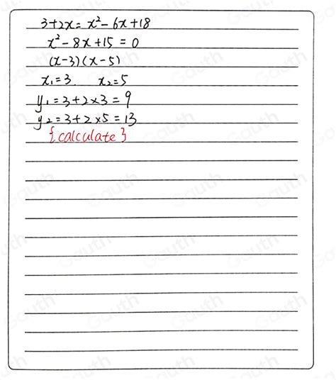 solved solve the simultaneous equations y 3 2x y x 2 6x 18 note enter