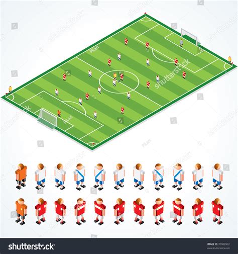Soccer Tactical Kit Isometric Vector Illustration Of Football Field