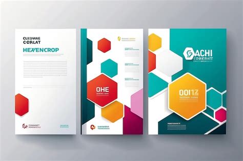 Bright Corporate Cover A4 Design Vector Layout Clean Geometric Hexagons