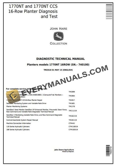John Deere 1770nt 1770nt Ccs 16 Row Planter Diagnosis Test Technical