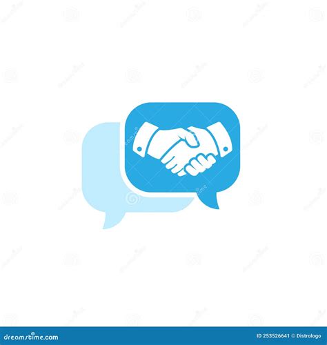 Partnership Discussion Logo Design Handshake Isolated On Bubble Chat