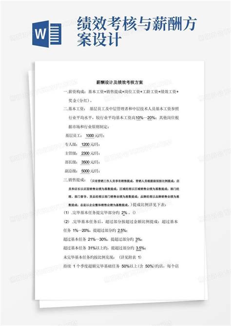 薪酬设计及绩效考核方案word模板下载编号lxgrwpgq熊猫办公