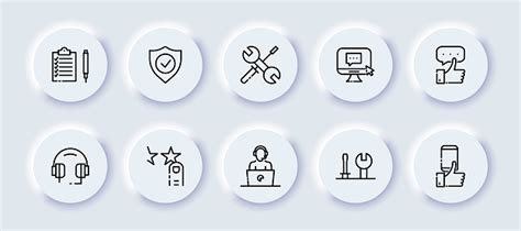 피드백 설정 아이콘입니다 클립 보드 체크리스트 방패 진드기 스크루 드라이버 렌치 댓글 메시지 좋아 긍정적 인 피드백 헤드셋 등급 속도 운영자 수정 통신 개념입니다 신형성 스