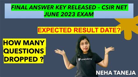 FINAL ANSWER KEY RELEASED CSIR NET JUNE 2023 EXAM EXPECTED RESULT