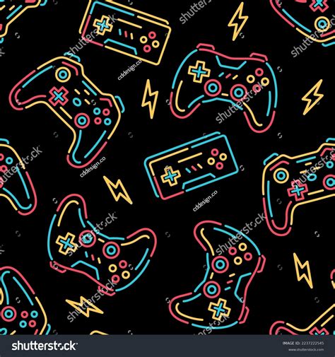 Vector Gamer Seamless Pattern Game Controller Stock Vector Royalty Free 2237222545 Shutterstock