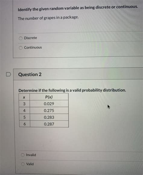 Solved Identify The Given Random Variable As Being Discrete Chegg