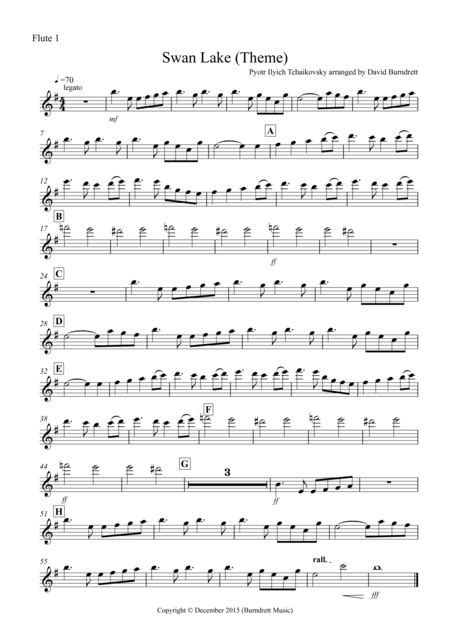 Download Swan Lake Theme For Flue Quartet Sheet Music By Pyotr Ilyich