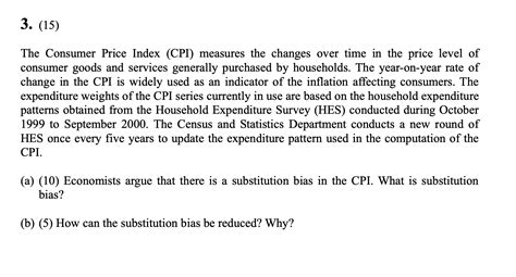 Solved 3 15 The Consumer Price Index CPI Measures The Chegg Com