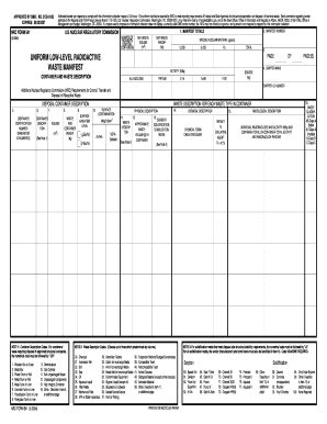 Fillable Online Orau UNIFORM LOW LEVEL RADIOACTIVE WASTE MANIFEST ORAU Fax Email Print PdfFiller