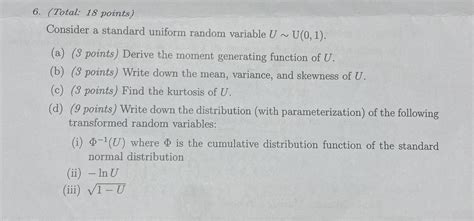 solved 6 total 18 points consider a standard uniform