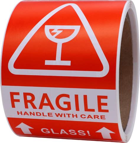 Buy Hybsk 3x5 Inch Fragile Handle With Care Glass Stickers Adhesive Label 100 Per Roll Online At