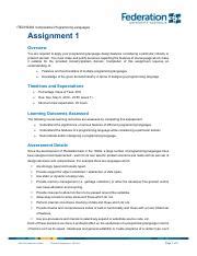 ITECH Assignment Pdf ITECH Comparative Programming Languages Assignment