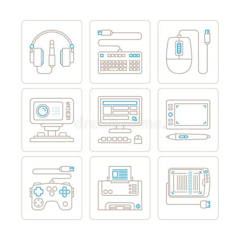 Set Of Vector Electronics Icons And Concepts In Mono Thin Line Style Stock Vector Illustration