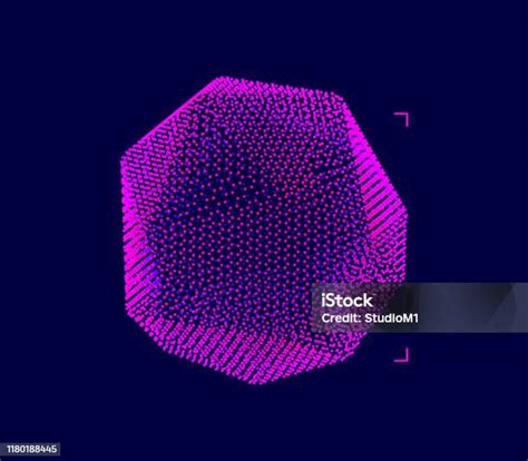 작은 입자로 구성된 크리스탈 점이 있는 개체입니다 분자 그리드 3d 벡터 그림입니다 교육과 과학을 위한 미래지향적인 연결 구조